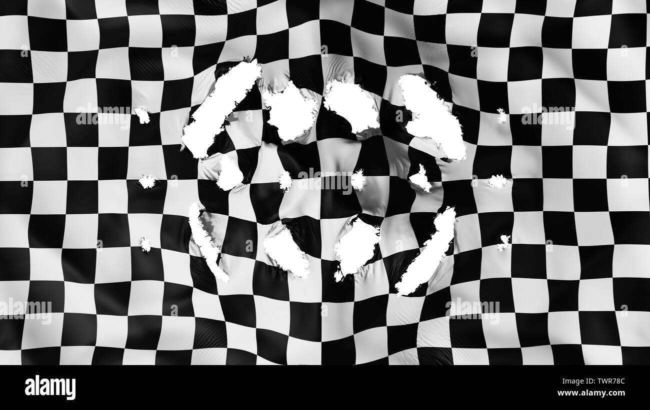 Checkered flag with a small holes Stock Photo - Alamy