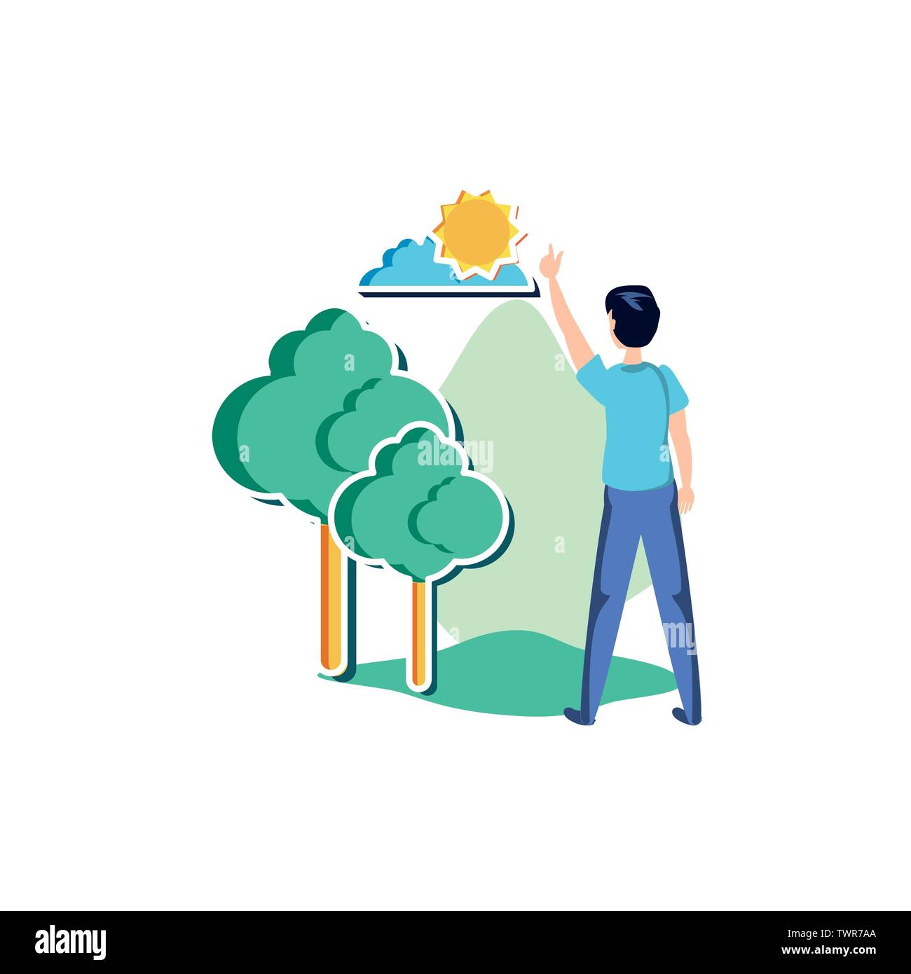 Tree and avatar man design, Nature plant summer season environment ...