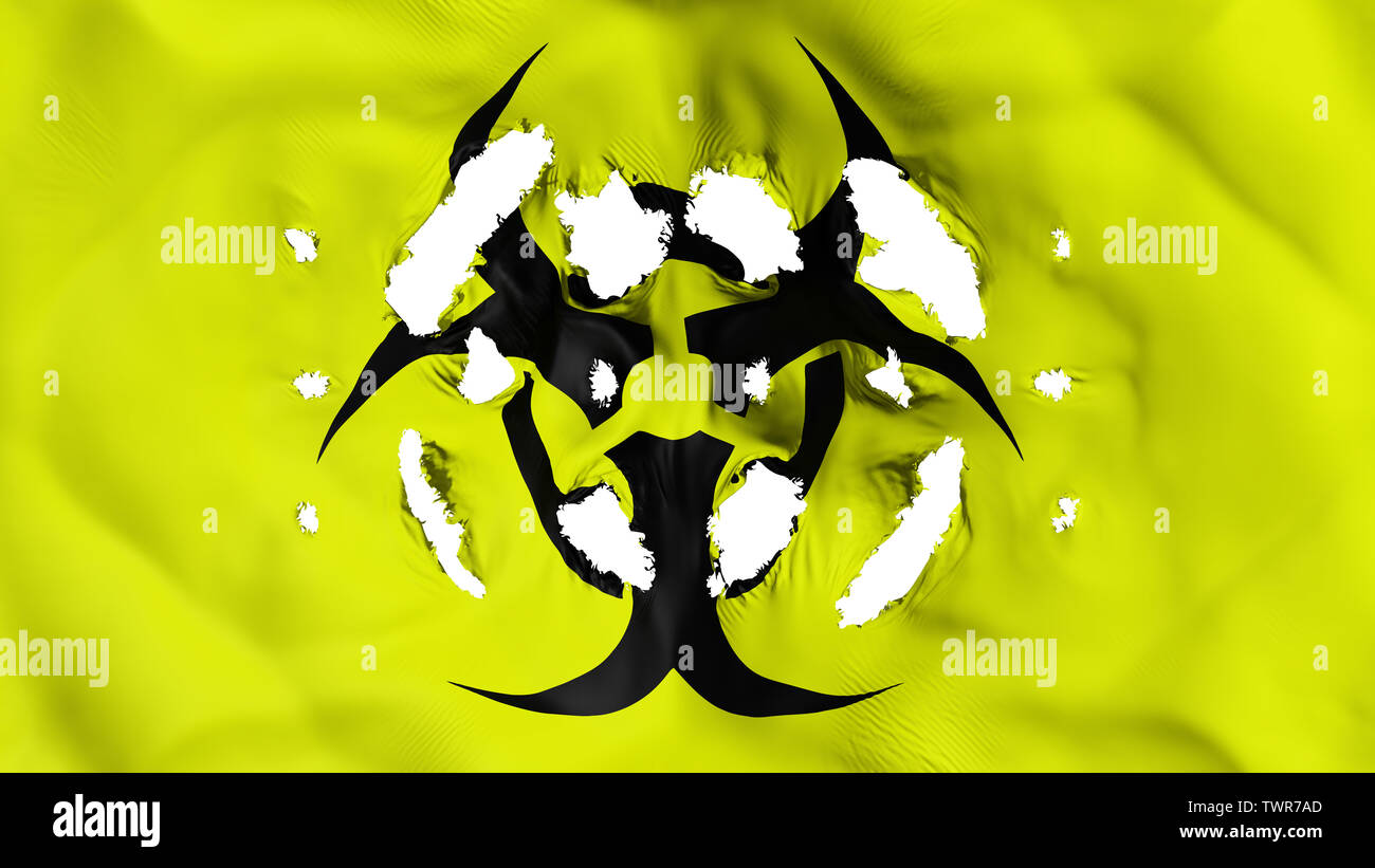 Warning Hazard Radiation flag with a small holes Stock Photo - Alamy