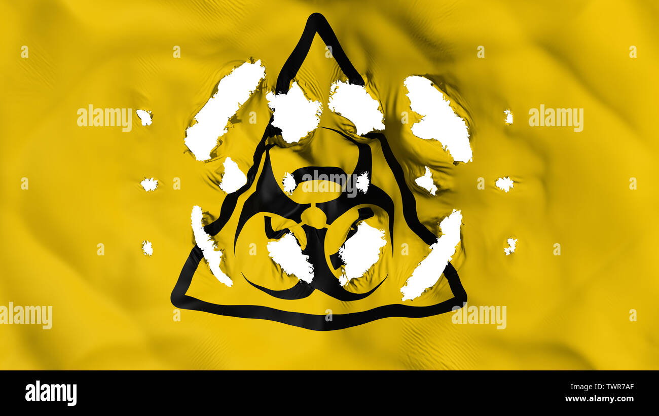 Hazard flag with a small holes Stock Photo - Alamy