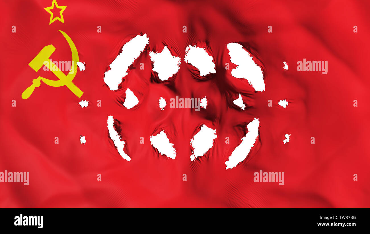 Ussr flag with a small holes Stock Photo - Alamy
