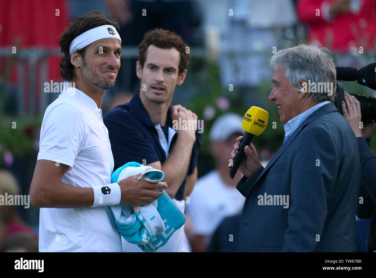 Andy Murray and Feliciano Lopez celebrate winning Men's Doubles Semi ...