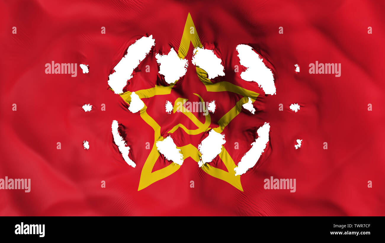 Soviet Union flag with a small holes Stock Photo - Alamy