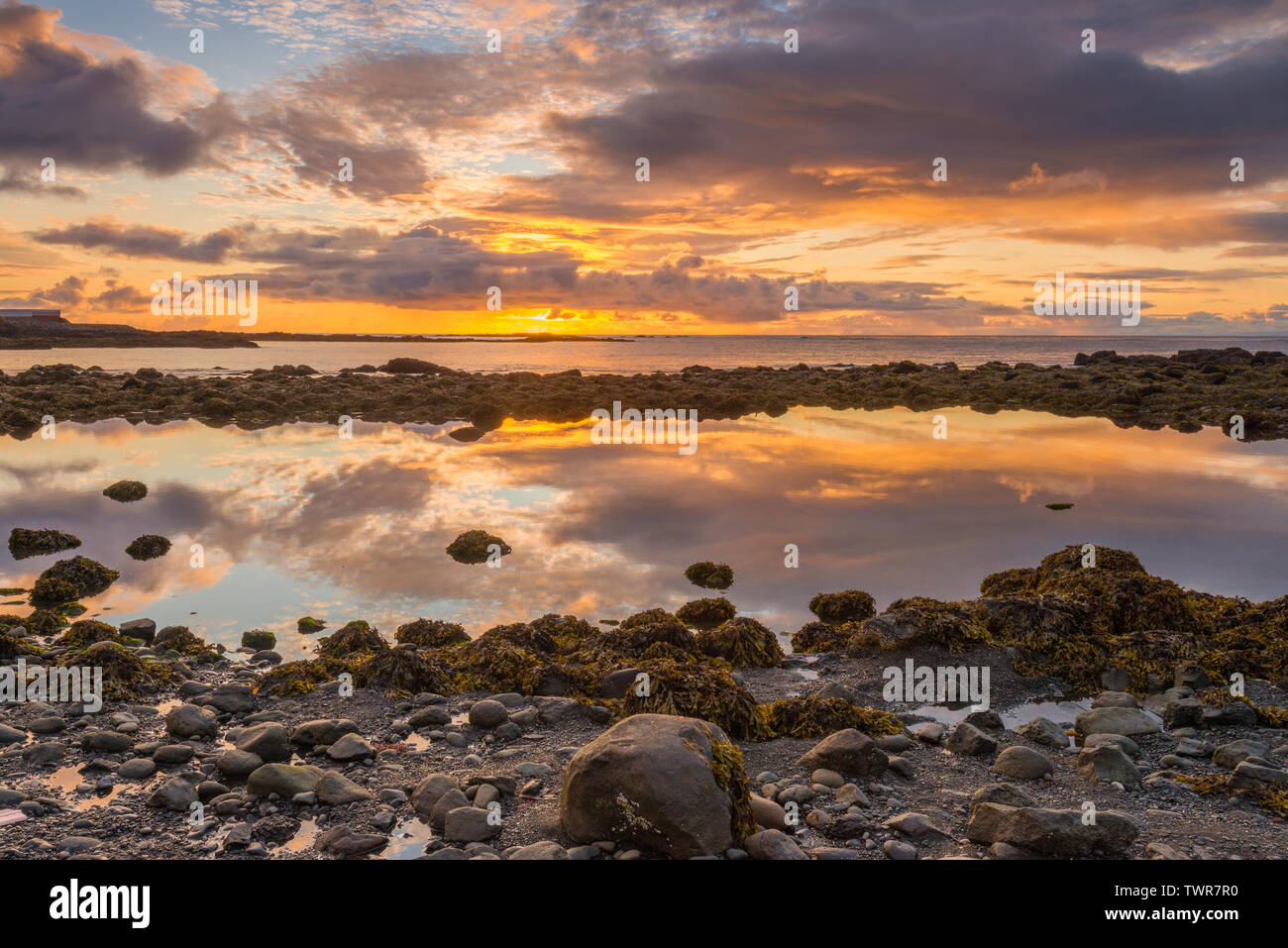 Perfect tidal pool reflection of a vivid sunset. Perfect reflections of ...