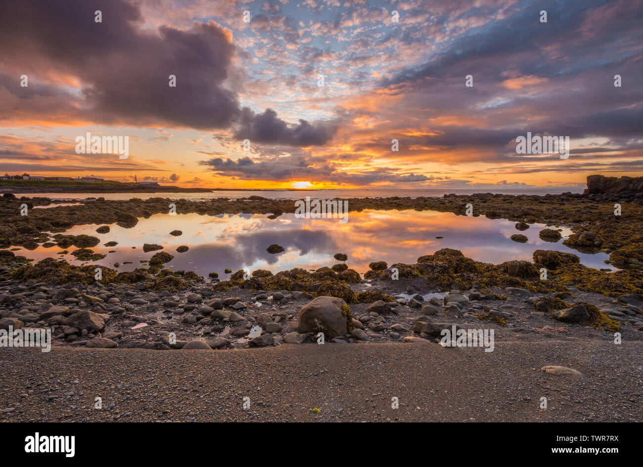 Perfect tidal pool reflection of a vivid sunset. Perfect reflections of ...