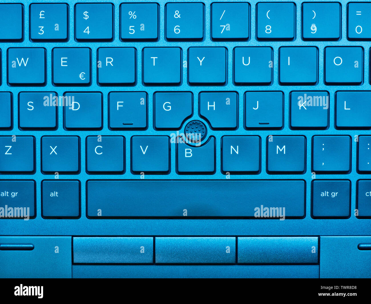 top view blue technological keyboard Stock Photo - Alamy