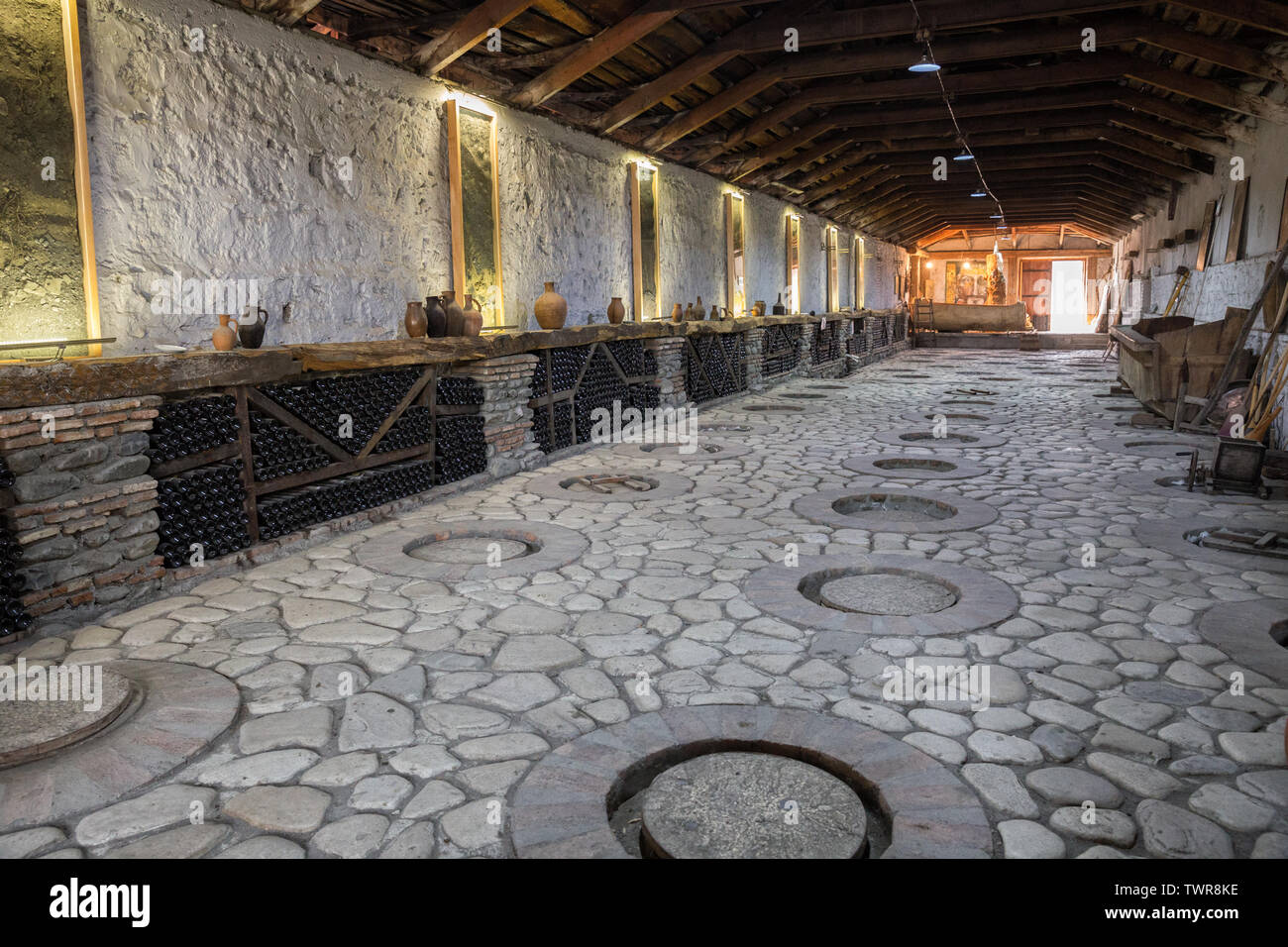 KVARELI, GEORGIA - OCTOBER 01, 2018: Making wine according to ...