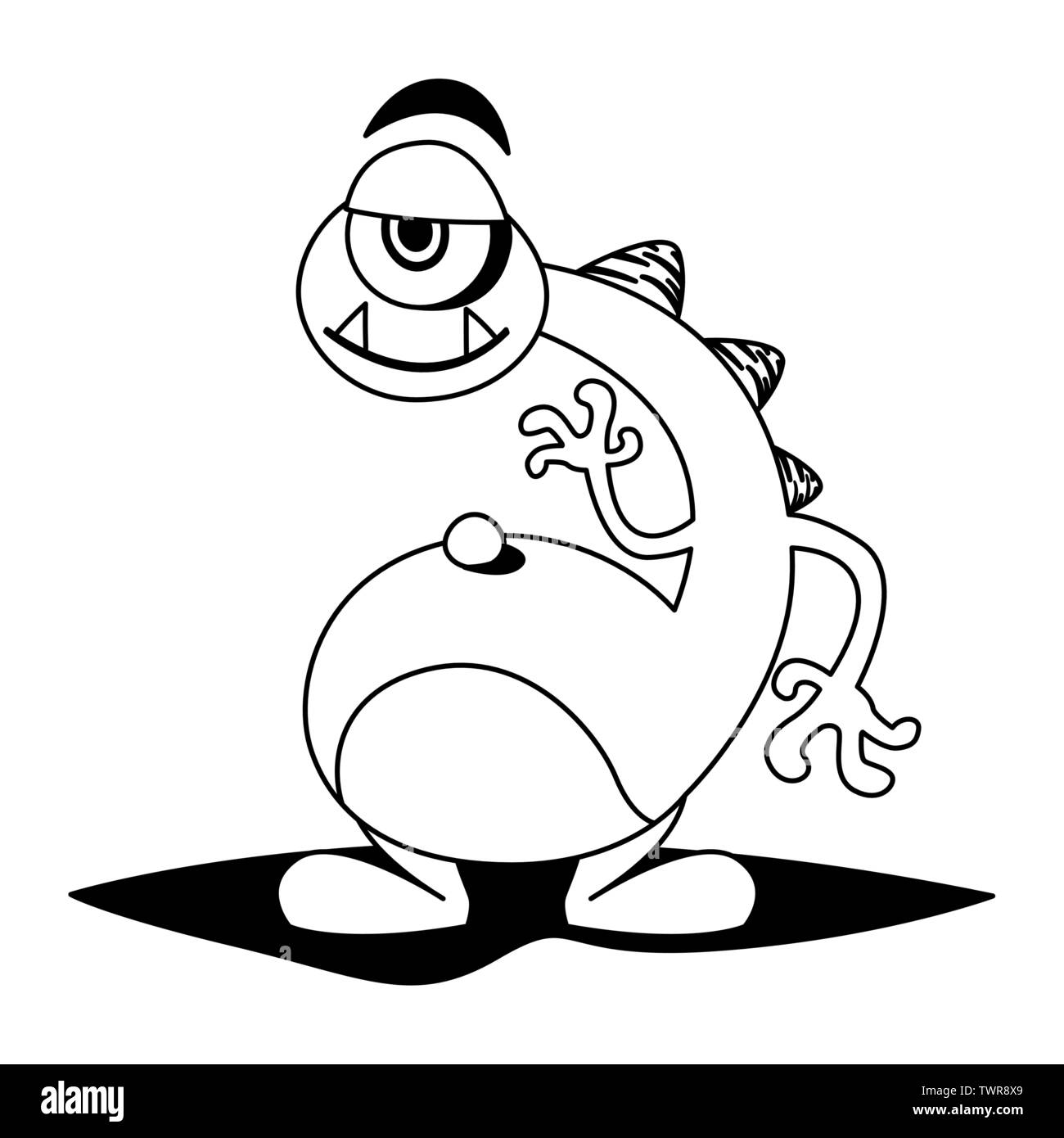 funny monster with neck long comic character vector illustration design ...