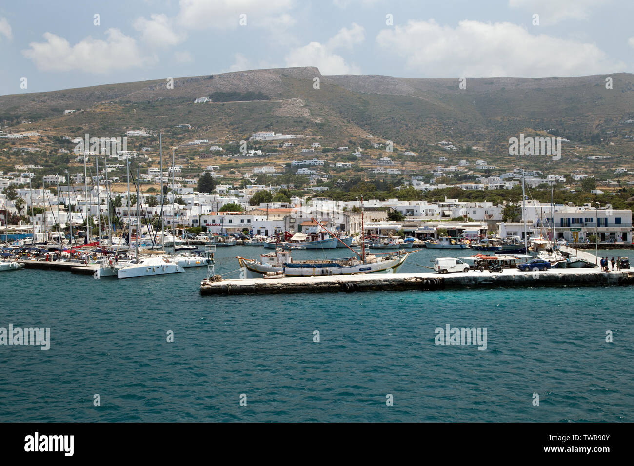 Harbor of the island of Ios, Cyclades, Aegean, Greece Stock Photo - Alamy