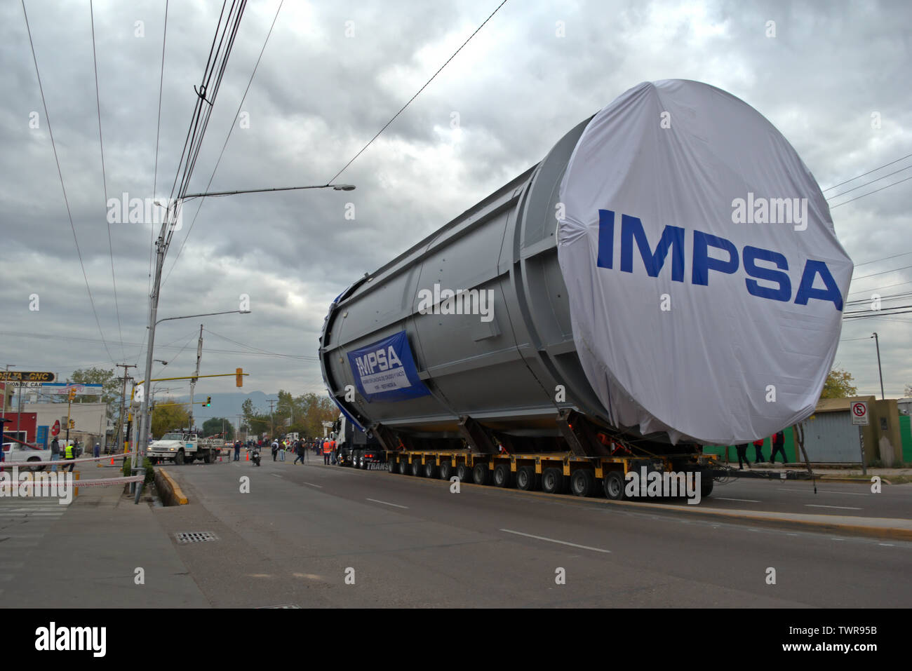 Crude oil furnace, built by IMPSA, being transported to the refinery on ...