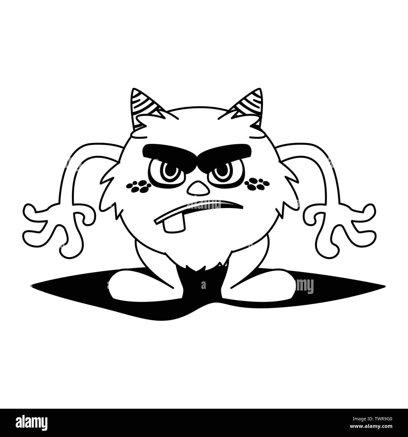 funny monster with horns comic character vector illustration design ...