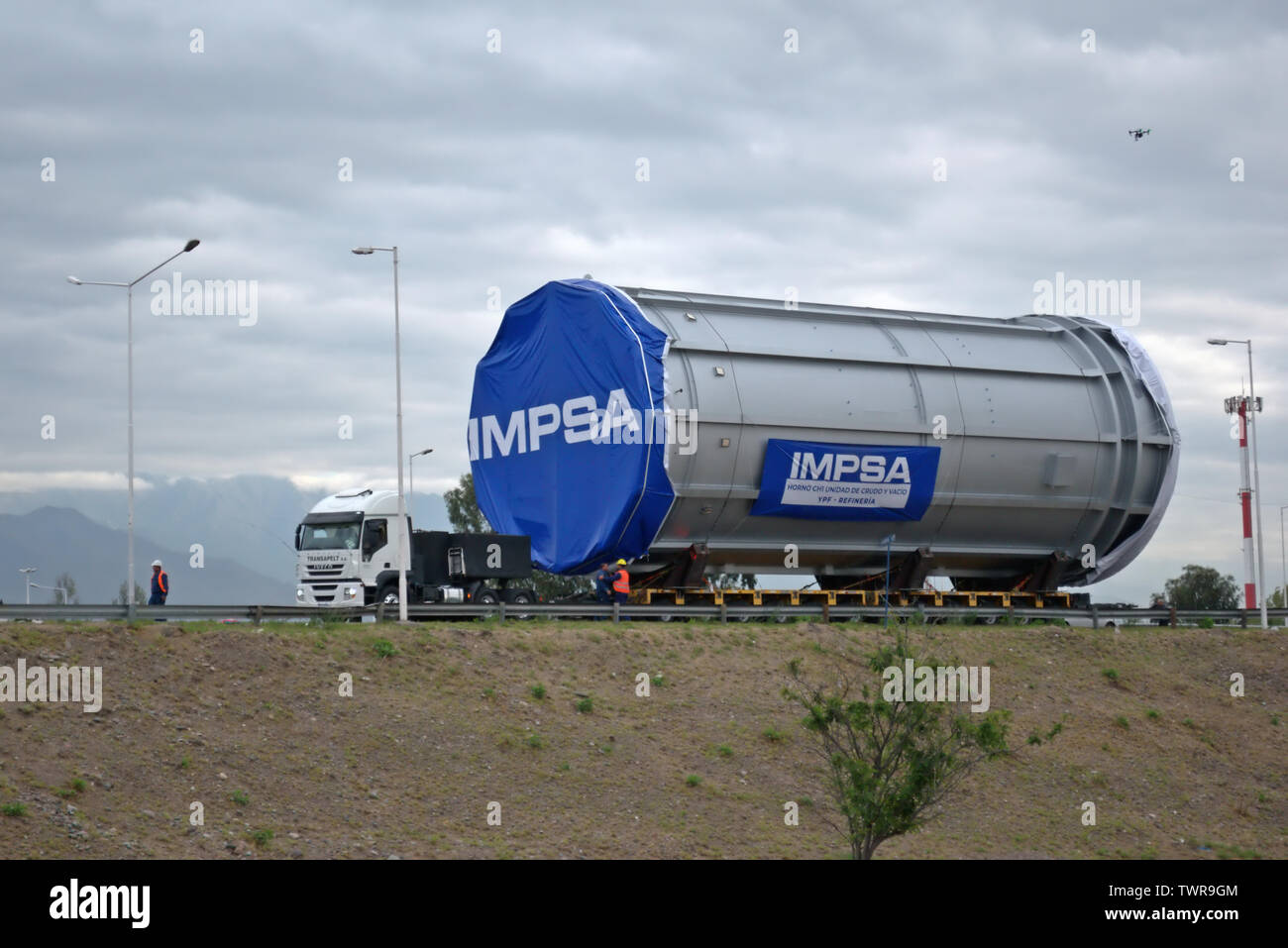 Crude oil furnace, built by IMPSA, being transported to the refinery on ...