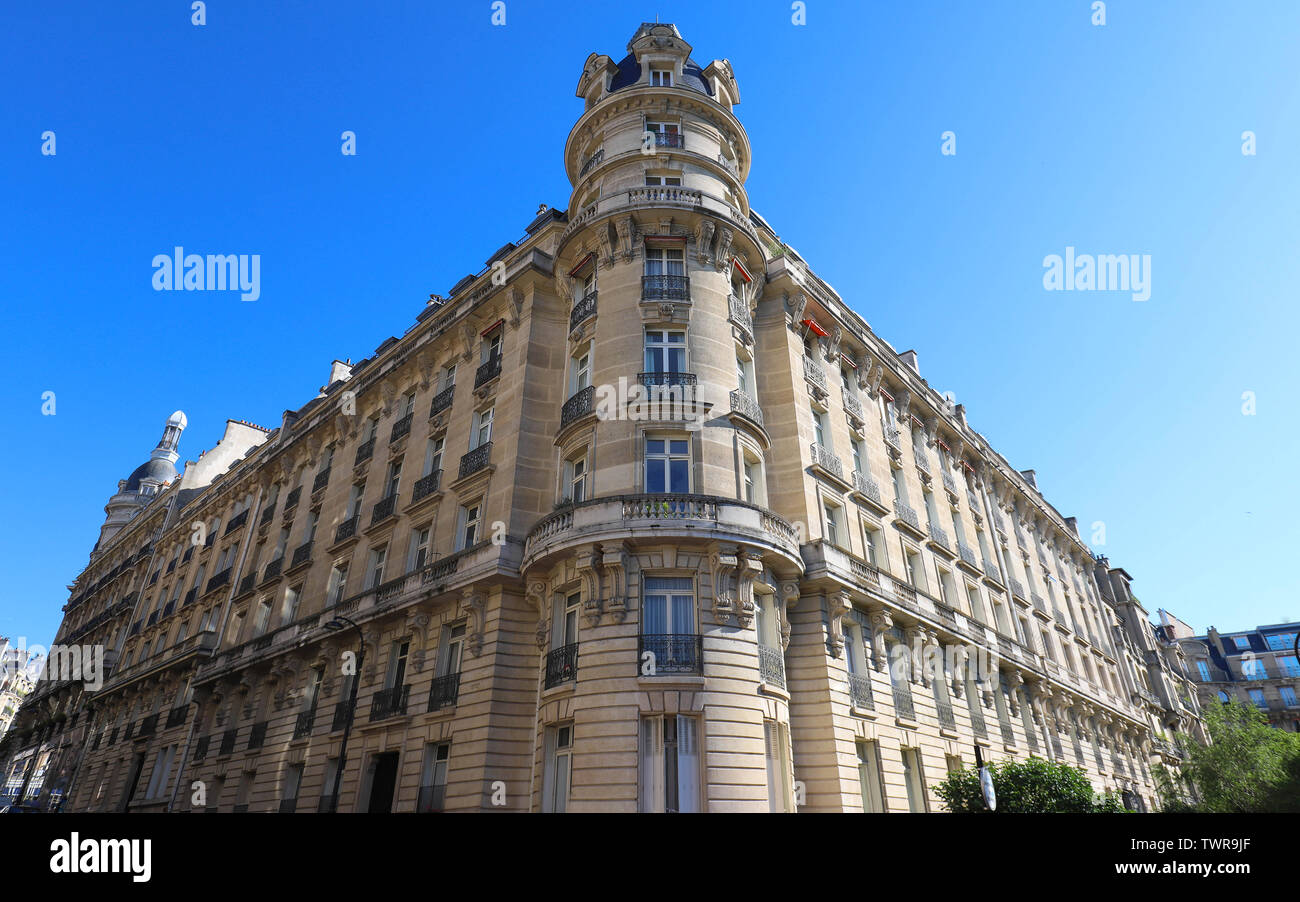 Traditional French house with typical balconies and windows. Paris ...