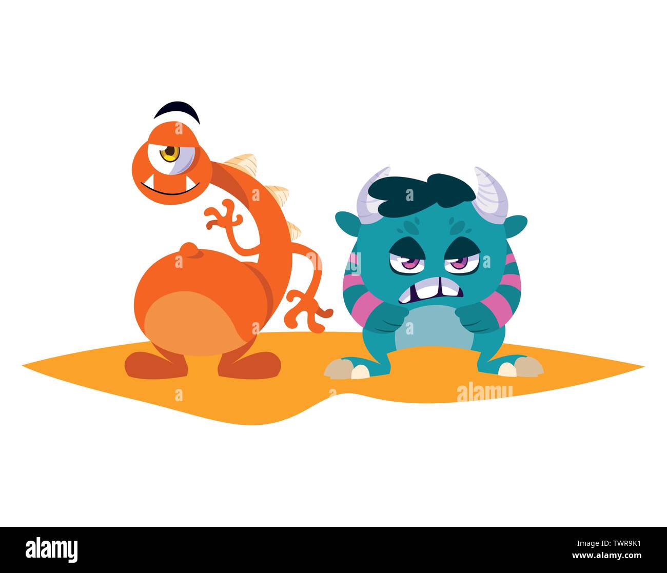 funny monsters comic characters colorful vector illustration design ...