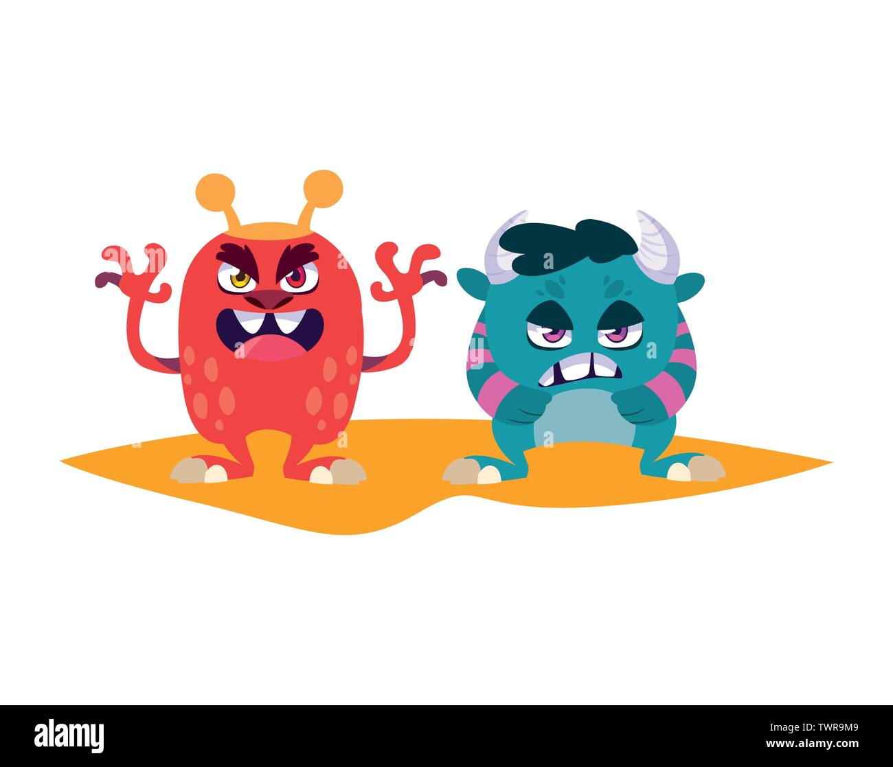 funny monsters comic characters colorful vector illustration design ...