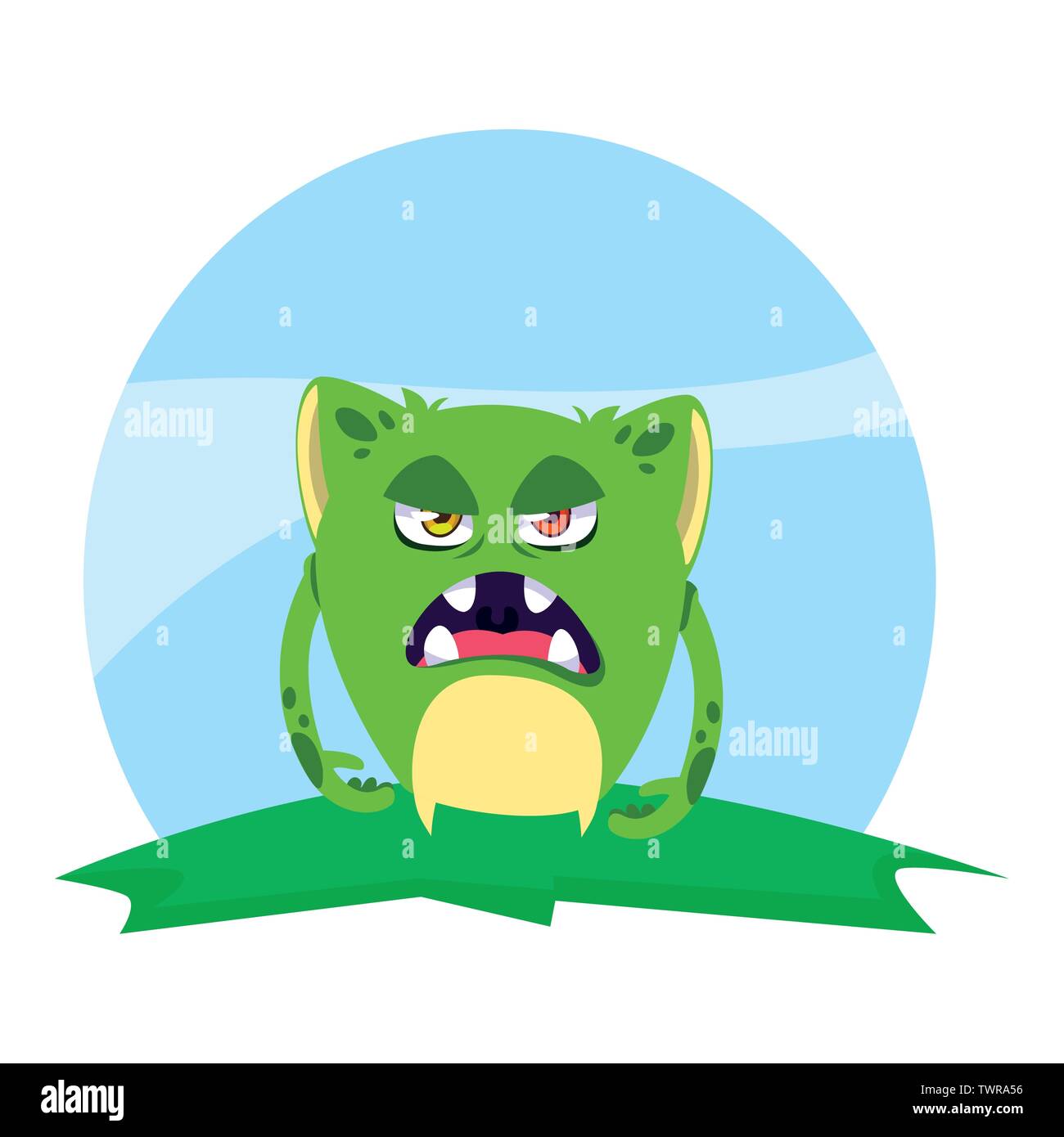 funny monster in the field comic character vector illustration design ...