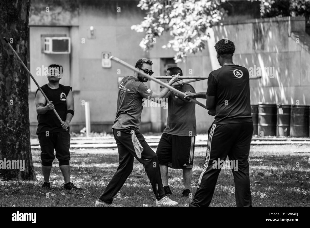 Stick Fight Black and White Stock Photos & Images - Alamy
