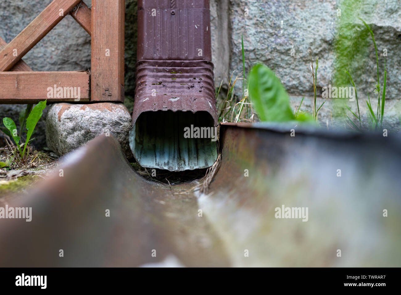 Blocked rainwater gutter hi-res stock photography and images - Alamy