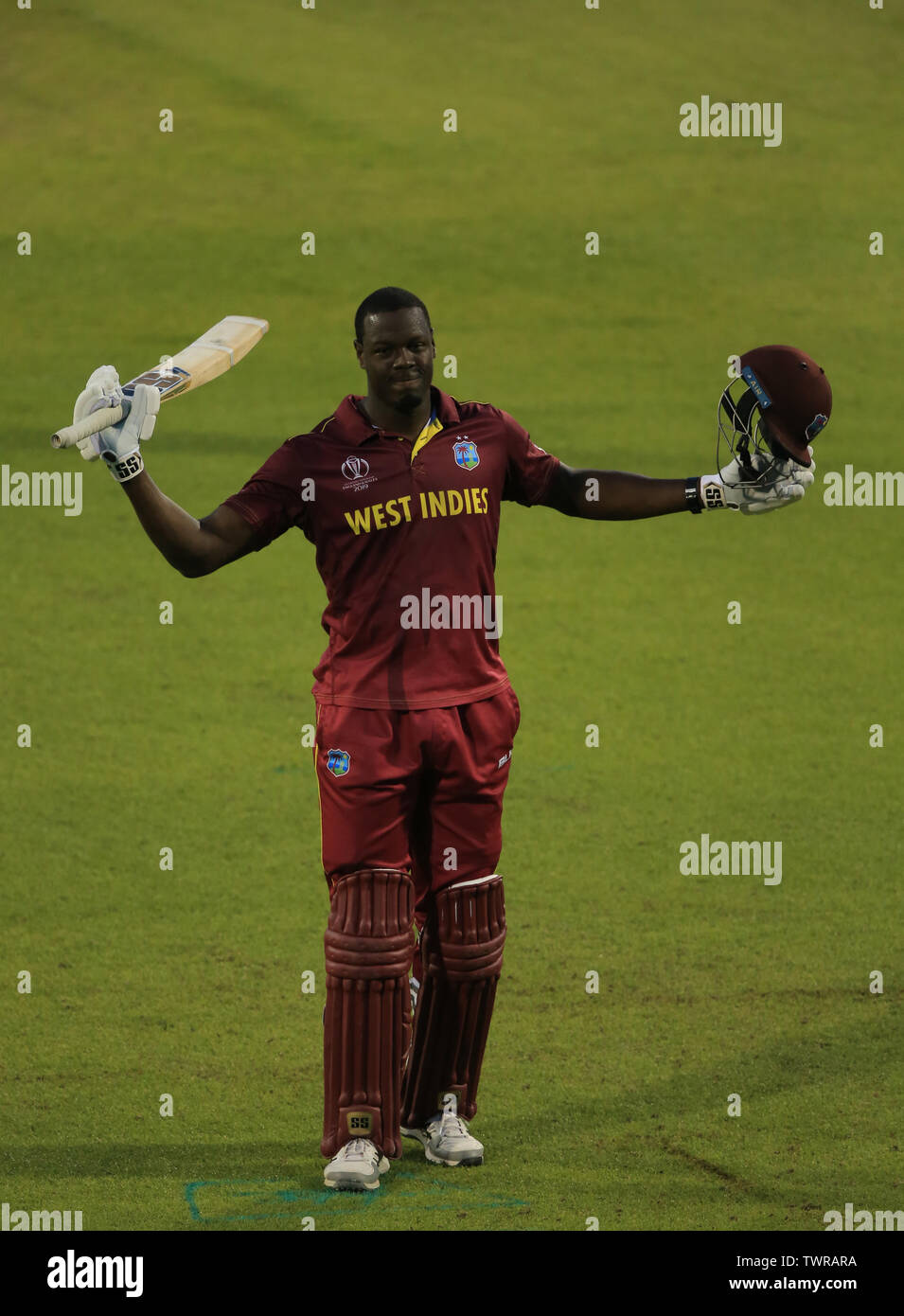 MANCHESTER, ENGLAND. 22 JUNE 2019: Carlos Brathwaite of West Indies ...