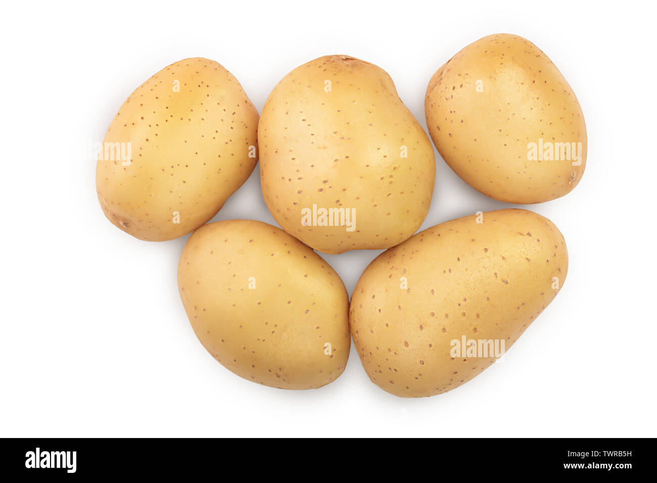Young potato isolated on white background. Harvest new. Top view. Flat ...