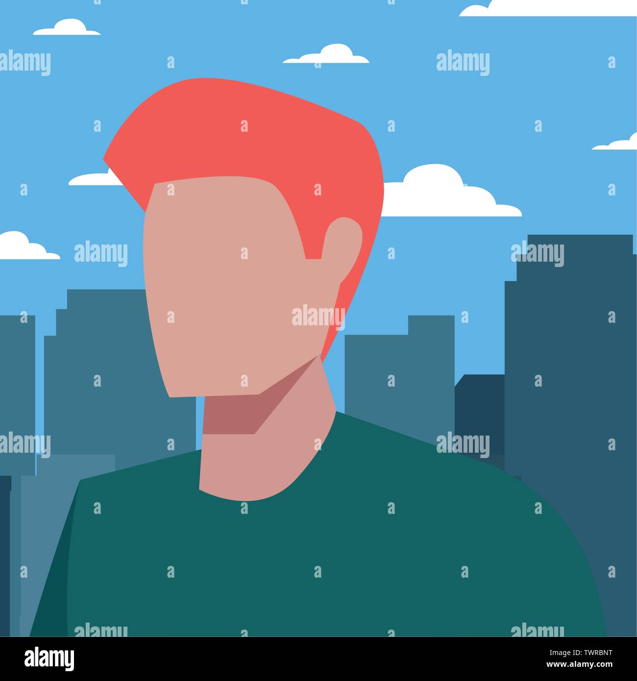 man avatar character cityscape background vector illustration Stock ...