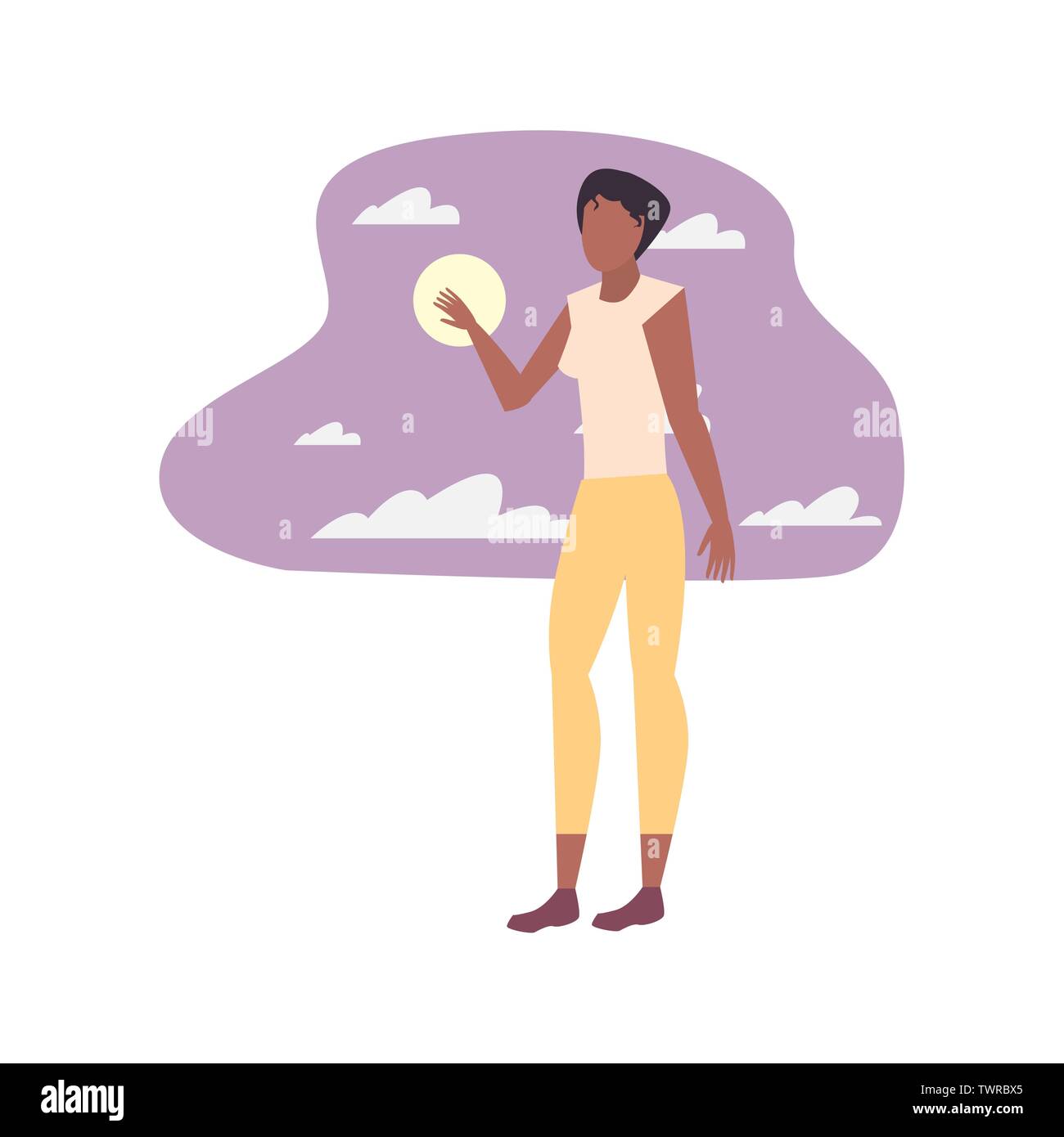 woman character portrait cartoon outdoor vector illustration Stock ...