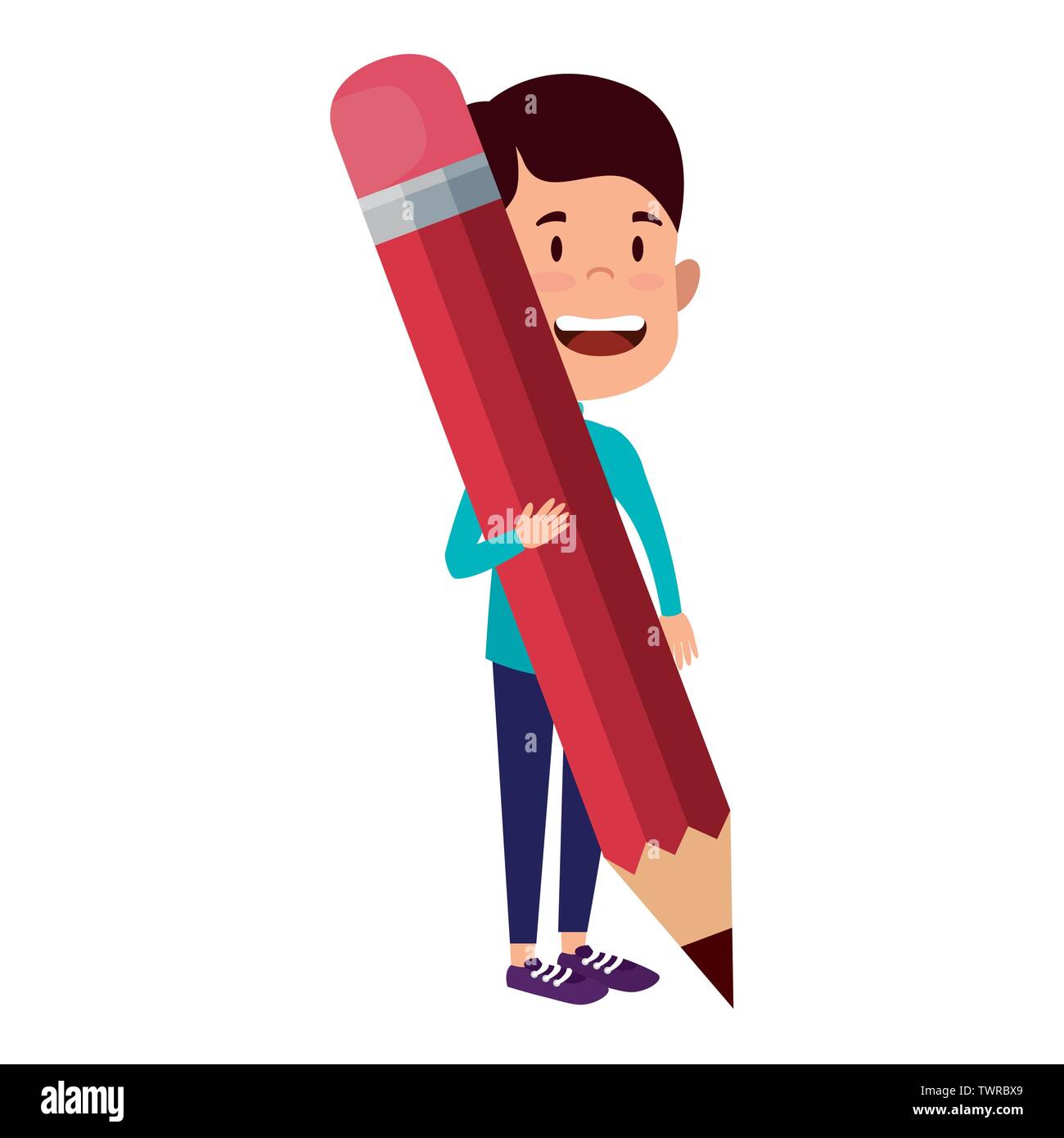 happy student boy writing with pencil Stock Vector Image & Art - Alamy