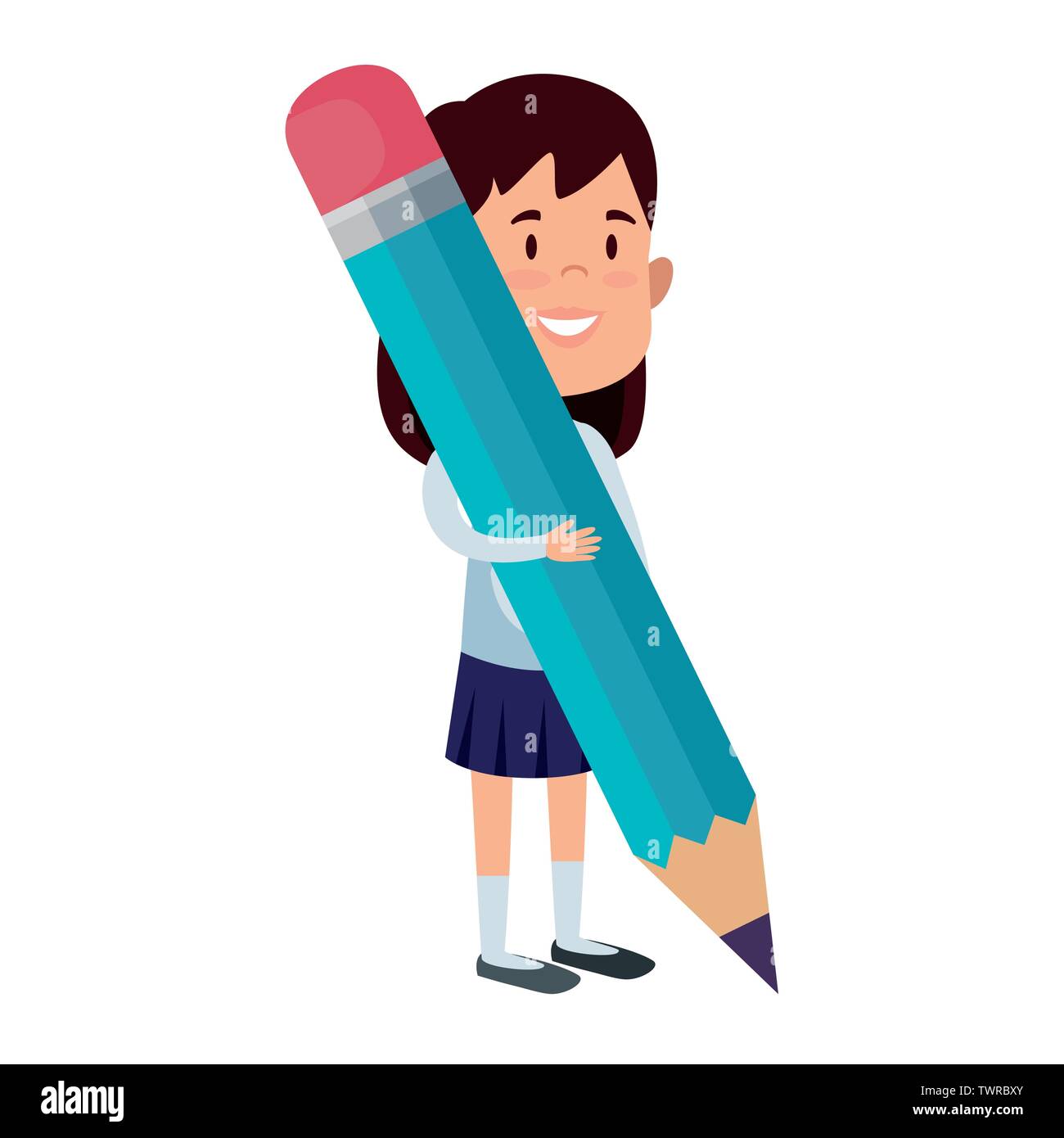 happy student girl writing with pencil Stock Vector Image & Art - Alamy