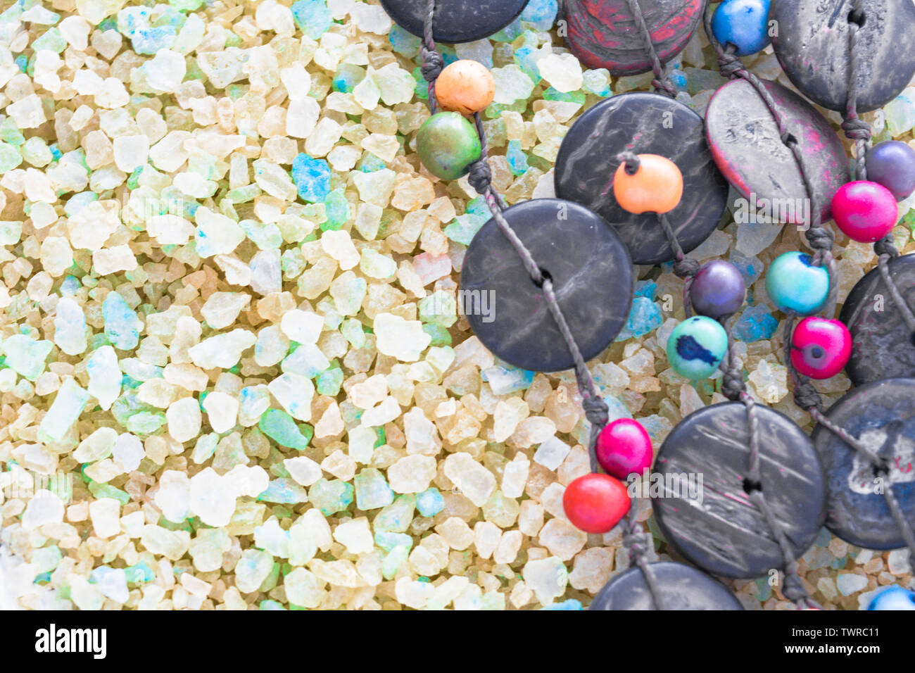Colorful Beads from Coconut and Acai Berry on Crystals of Aromatic Bath ...