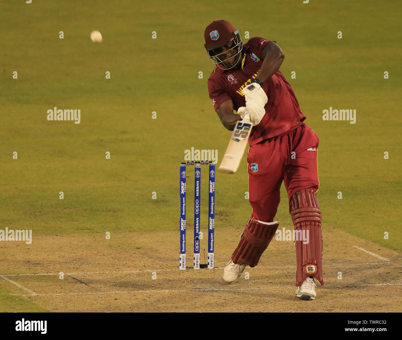 MANCHESTER, ENGLAND. 22 JUNE 2019: Carlos Brathwaite of West Indies ...