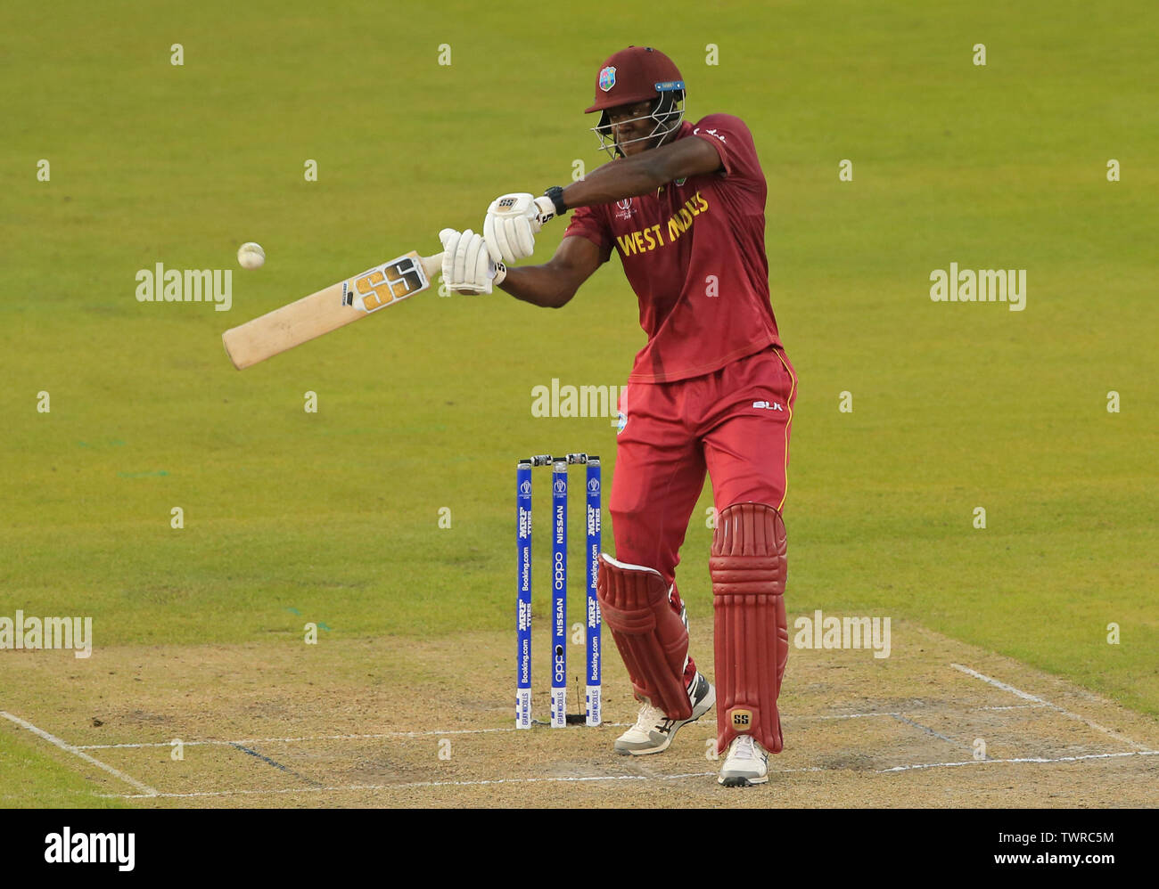 MANCHESTER, ENGLAND. 22 JUNE 2019: Carlos Brathwaite of West Indies ...