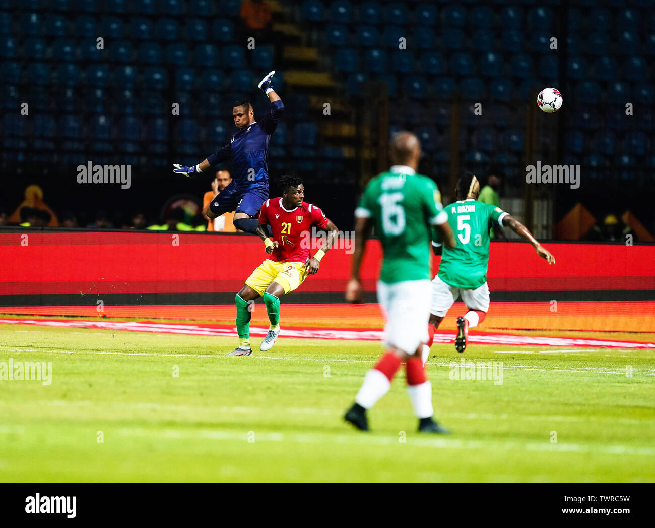 Alexandria, Egypt. 22nd June, 2019. Sory Kaba of Guinea scoring to 1-0 ...