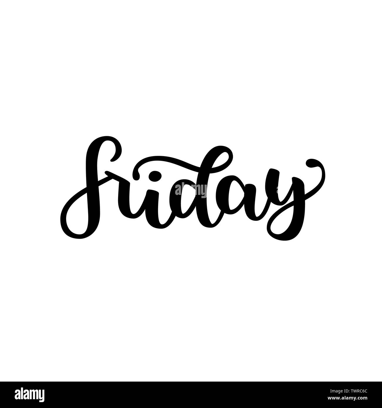 Friday. Handwriting font by calligraphy. illustration isolated on white ...