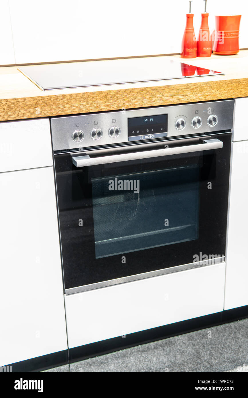 Bosch kitchen showroom with home appliances dishwasher, induction hobs ...