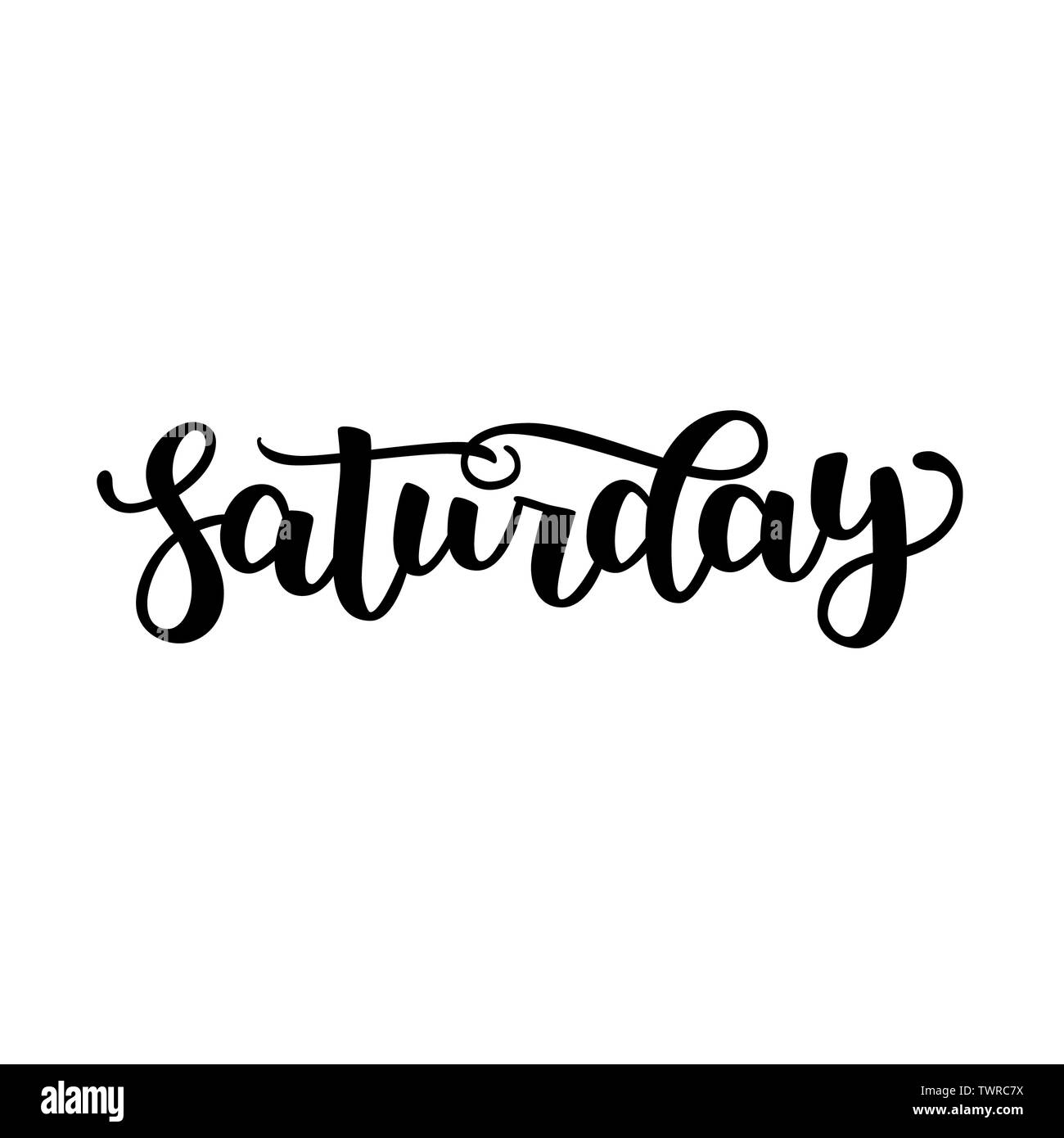Saturday. Handwriting font by calligraphy. illustration isolated on ...