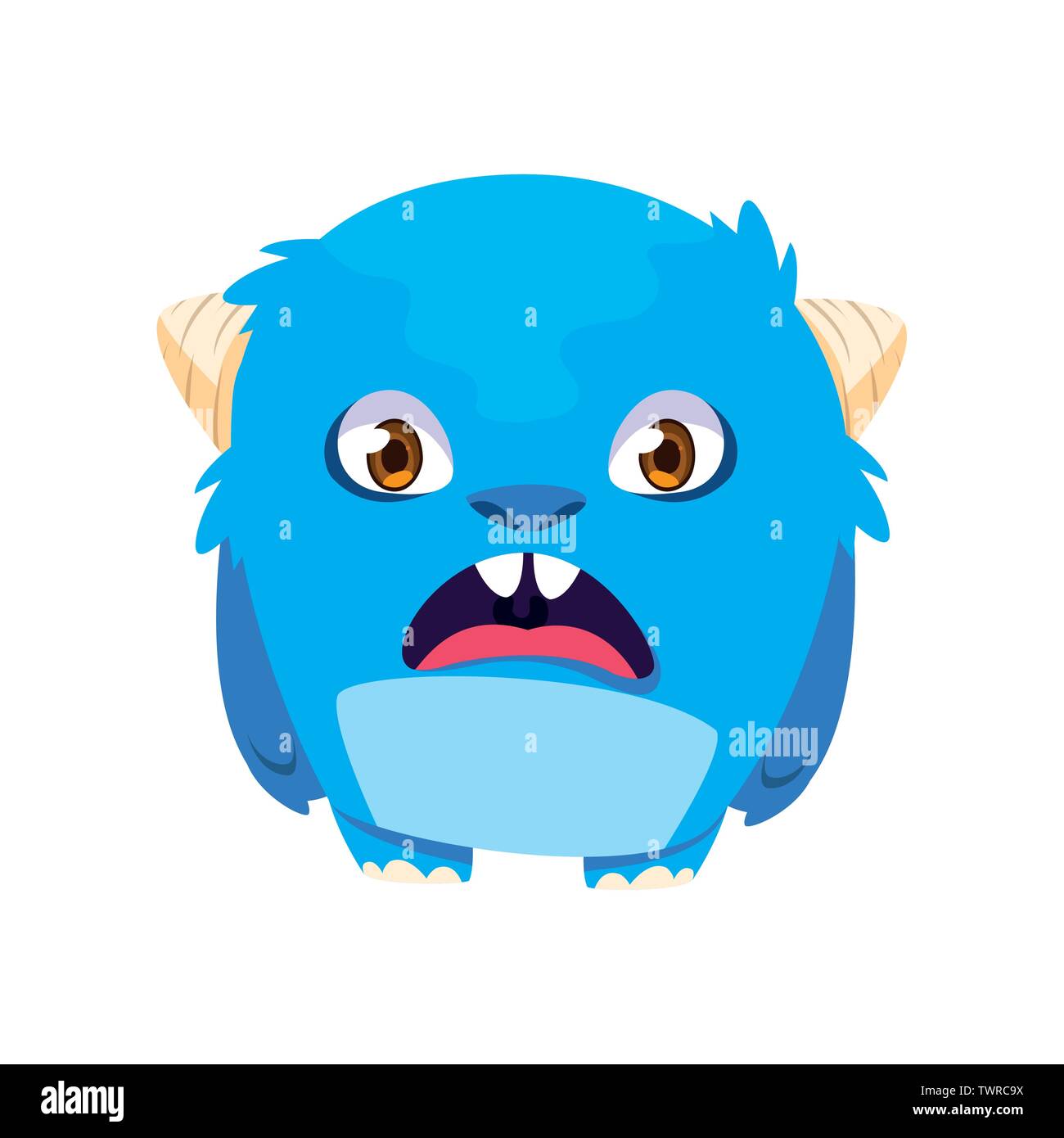funny monster with horns comic character vector illustration design ...