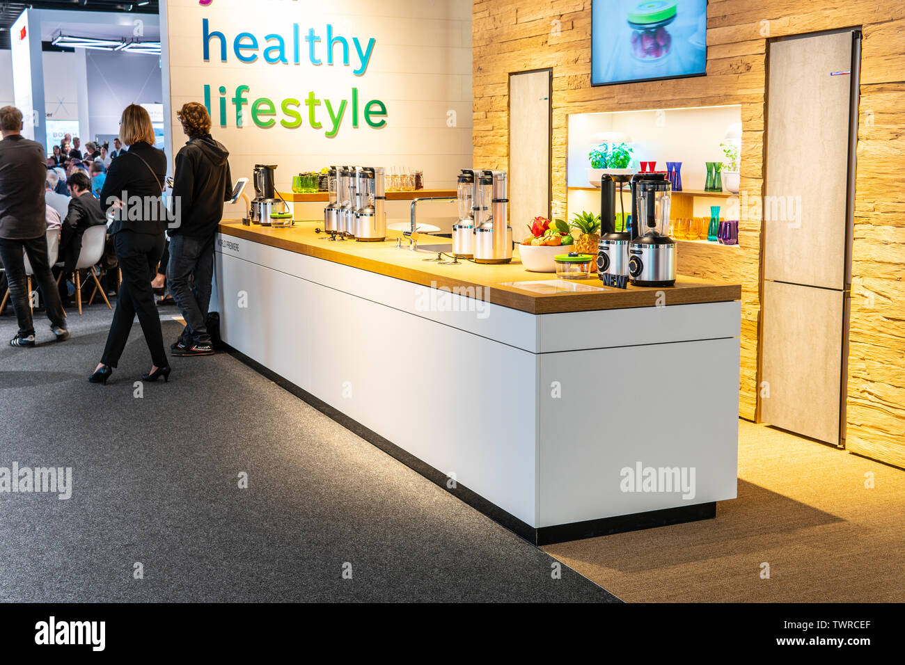 Bosch kitchen showroom with home appliances dishwasher, induction hobs ...