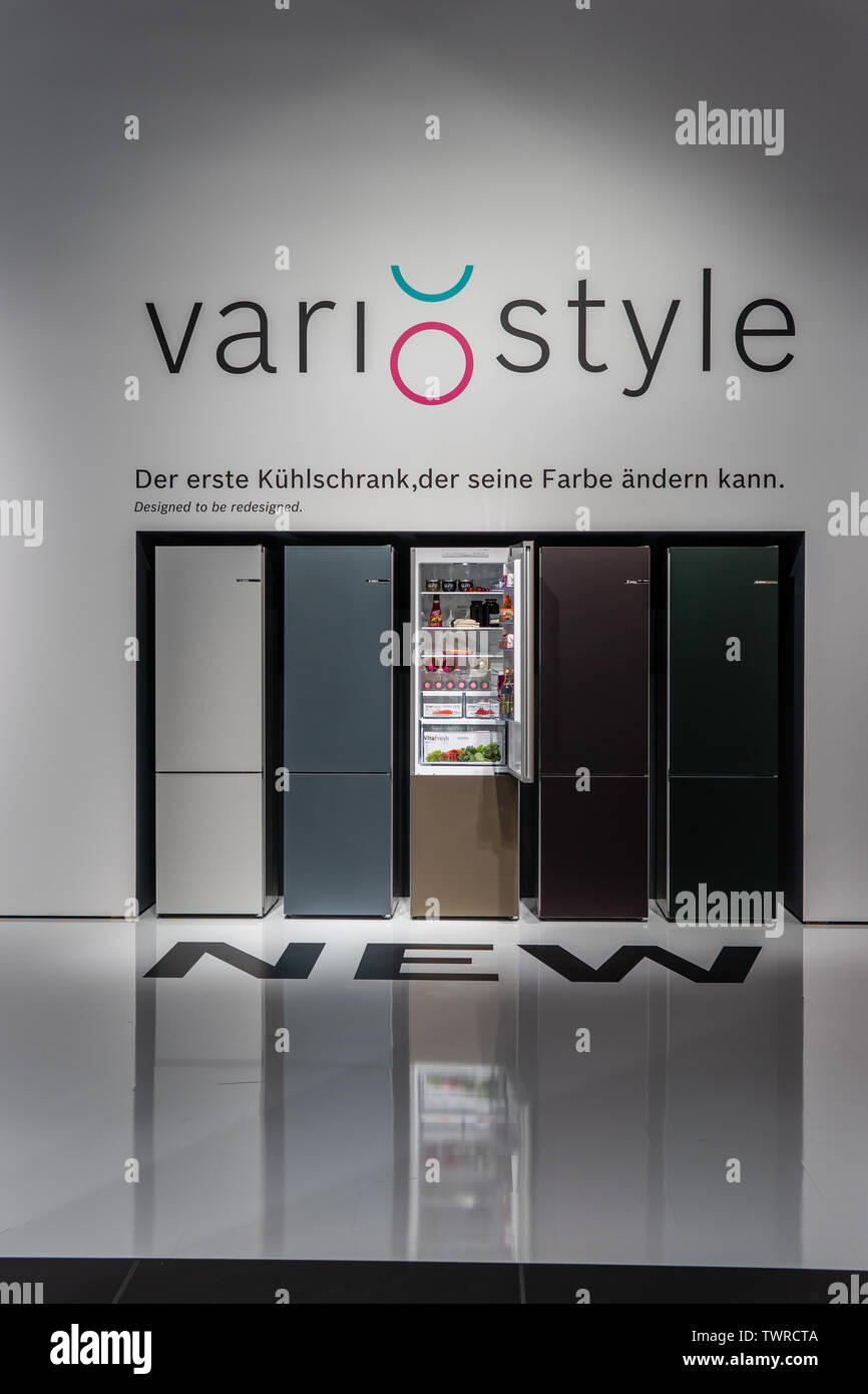 Berlin, Germany, August 29, 2018, Bosch Vario Style fridge refrigerator ...