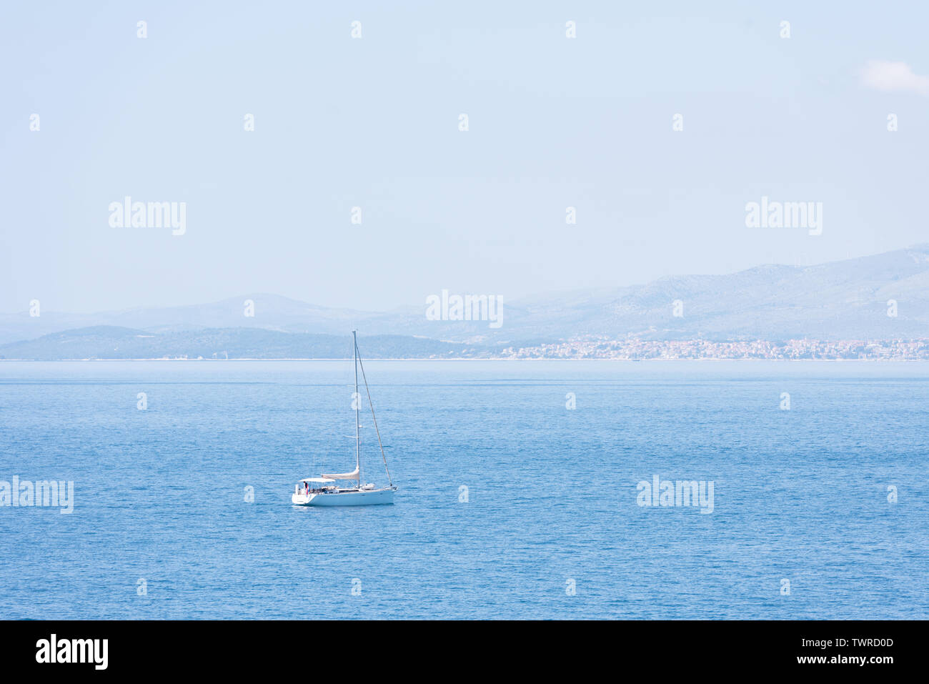 Sailboat during sailing, Adriatic sea Stock Photo - Alamy