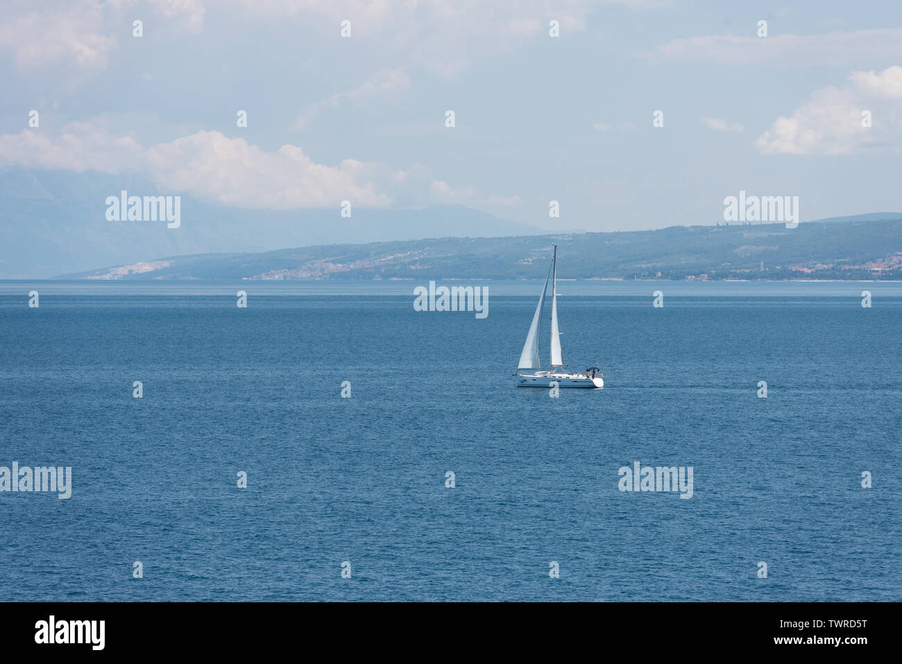 Sailboat during sailing, Adriatic sea Stock Photo - Alamy