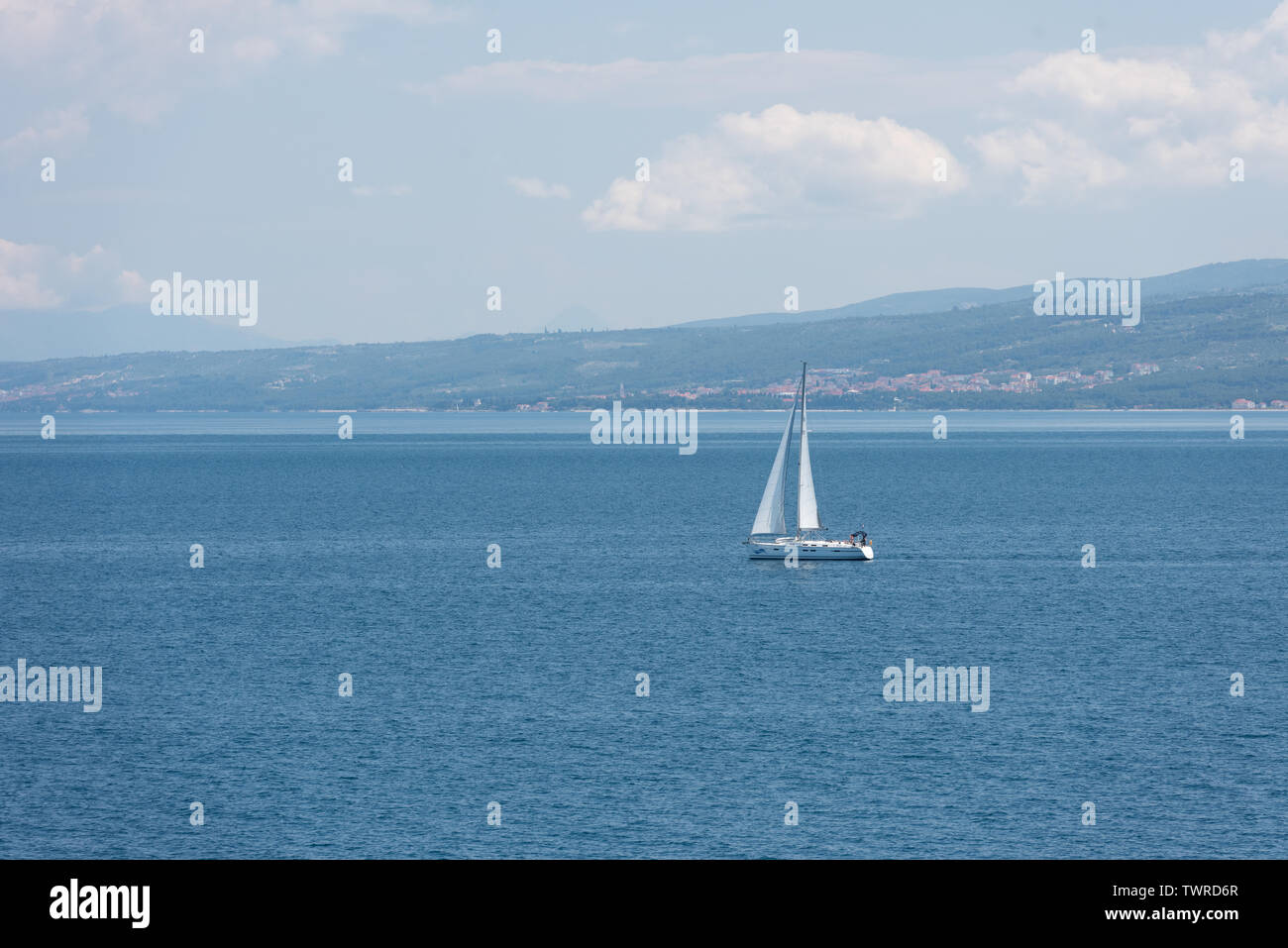 Sailboat during sailing, Adriatic sea Stock Photo - Alamy