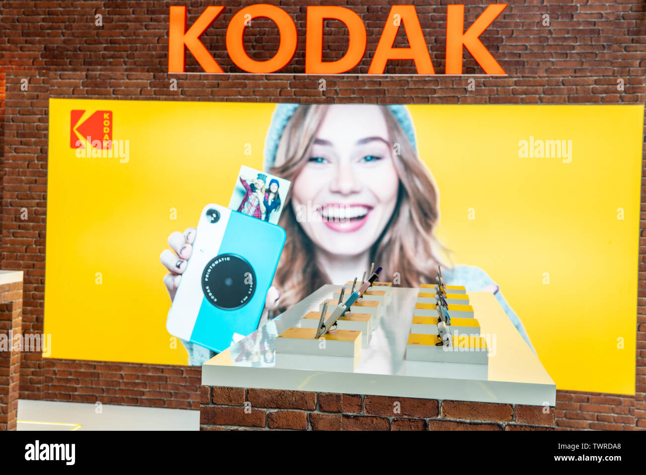 Berlin, Germany, Aug 31, 2018 Kodak Printomatic instant camera printer ...