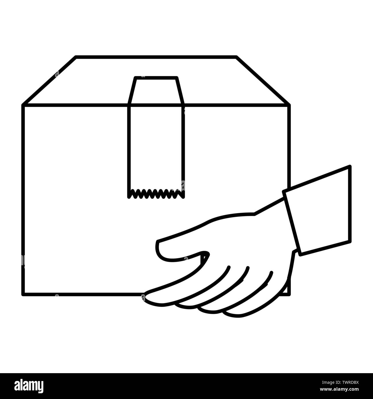 hands lifting box carton packing delivery service Stock Vector Image ...
