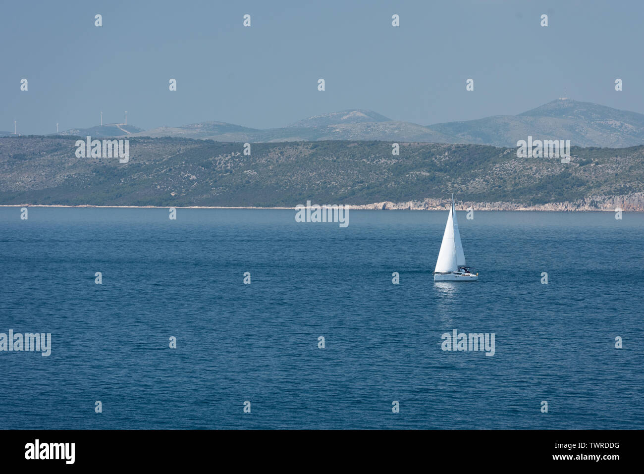 Sailboat during sailing, Adriatic sea Stock Photo - Alamy