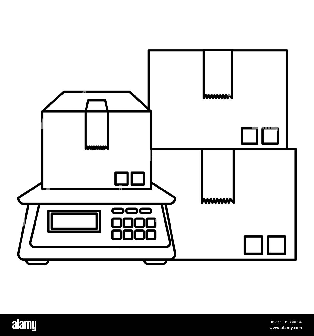 boxes carton packing with digital balance Stock Vector Image & Art - Alamy