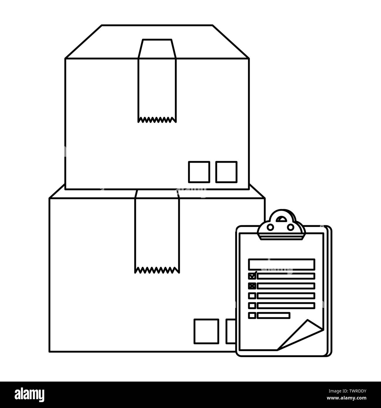 boxes carton with checklist delivery service Stock Vector Image & Art ...