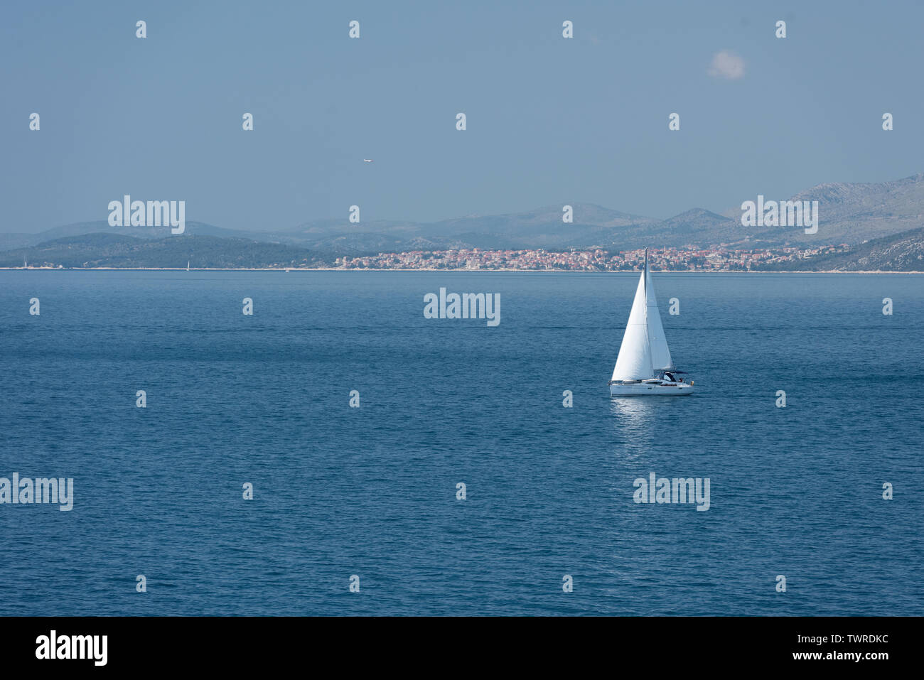 Sailboat during sailing, Adriatic sea Stock Photo - Alamy