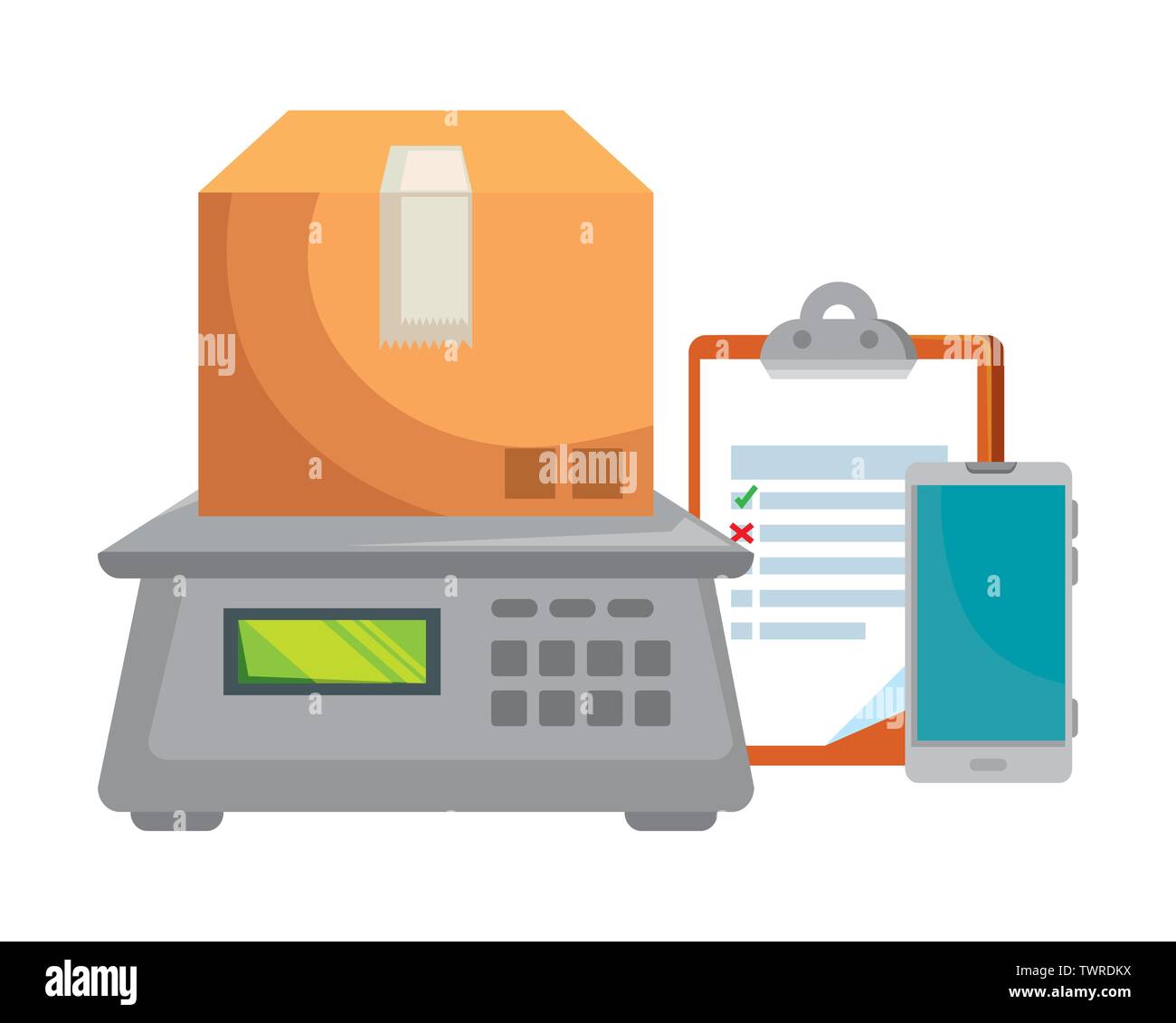 box carton with digital balance and checklist Stock Vector Image & Art ...