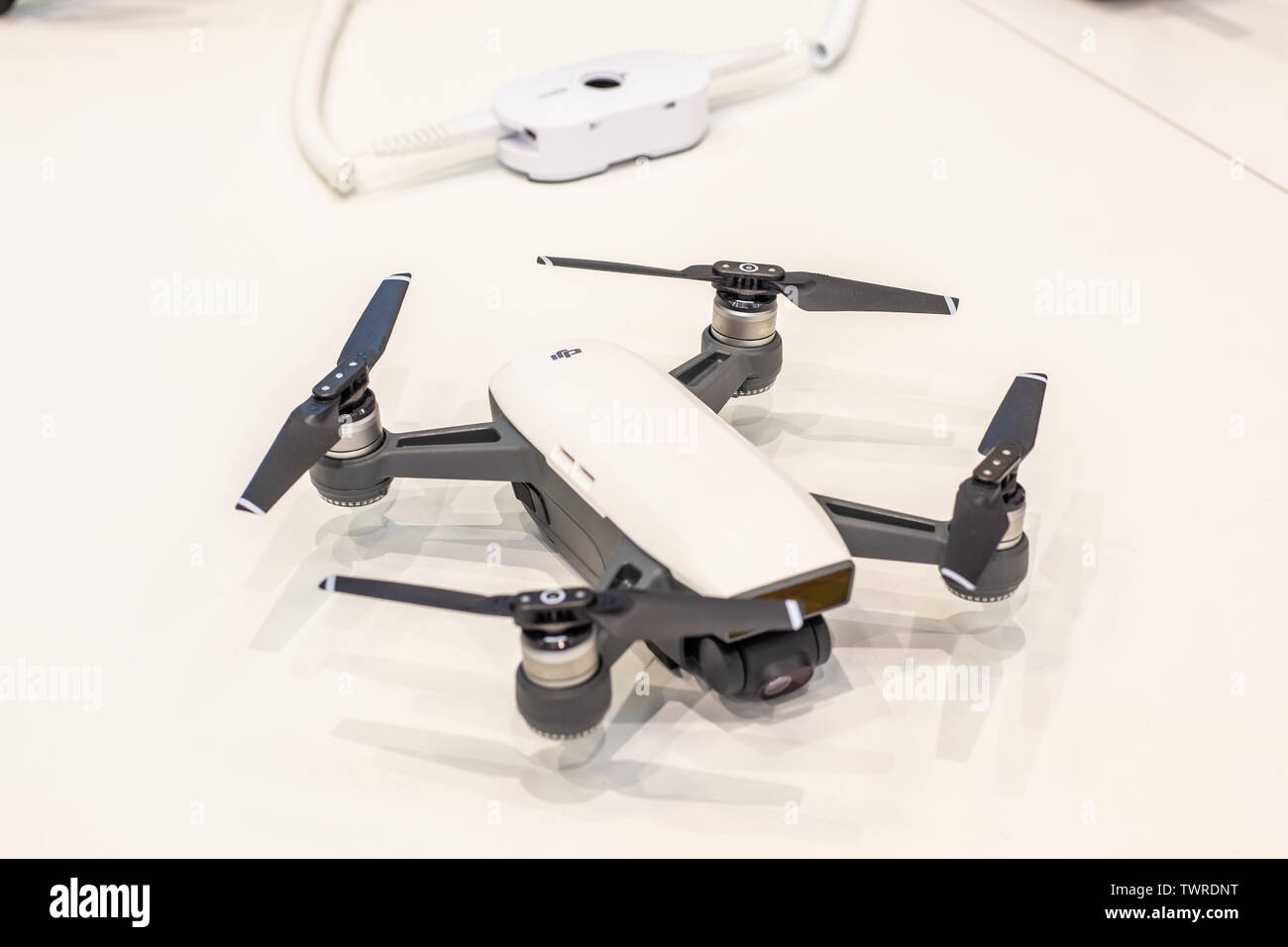 Berlin, Germany, August 29, 2018 DJI Drone Spark, unmanned aerial ...