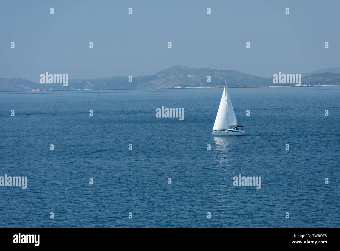 Sailboat during sailing, Adriatic sea Stock Photo - Alamy